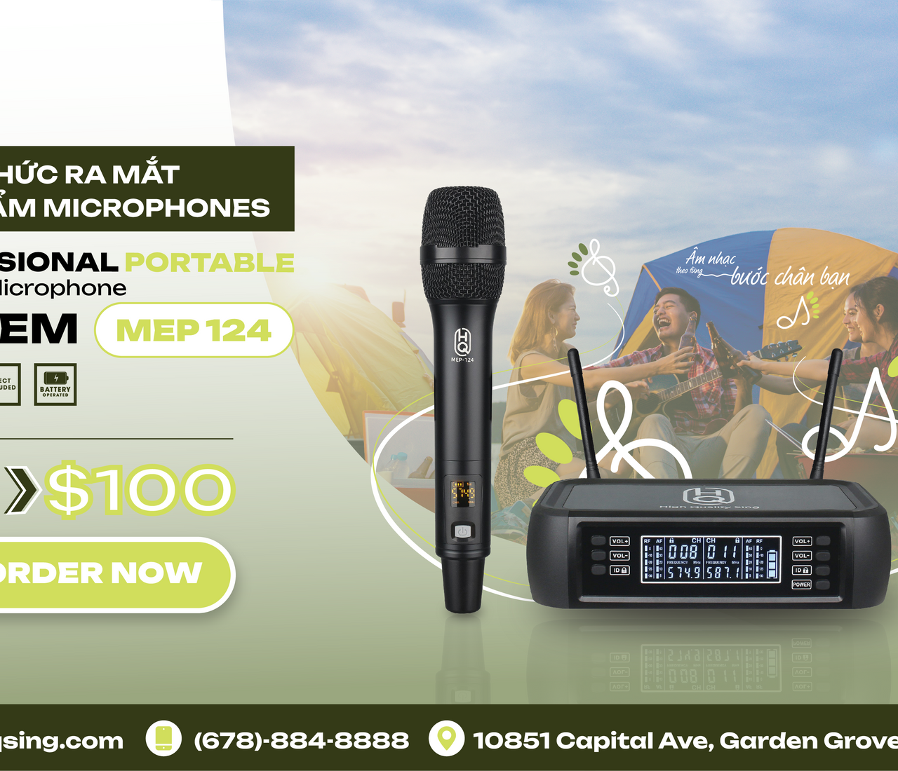 Microphones HQsing không dây đa dụng MEP124 - Người bạn thân thiết tro